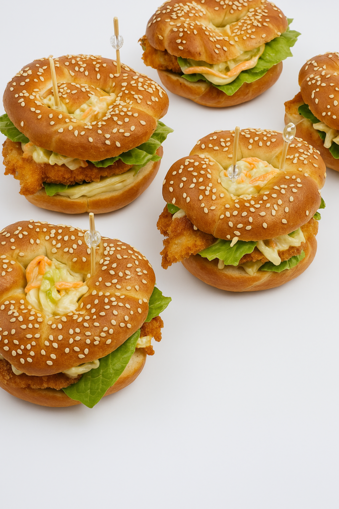Bajgiel brunchowy kurczak w panko - Europejska Catering
